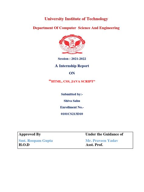 Internship Report By Shiva Sahu Download Free Pdf Html Element Html