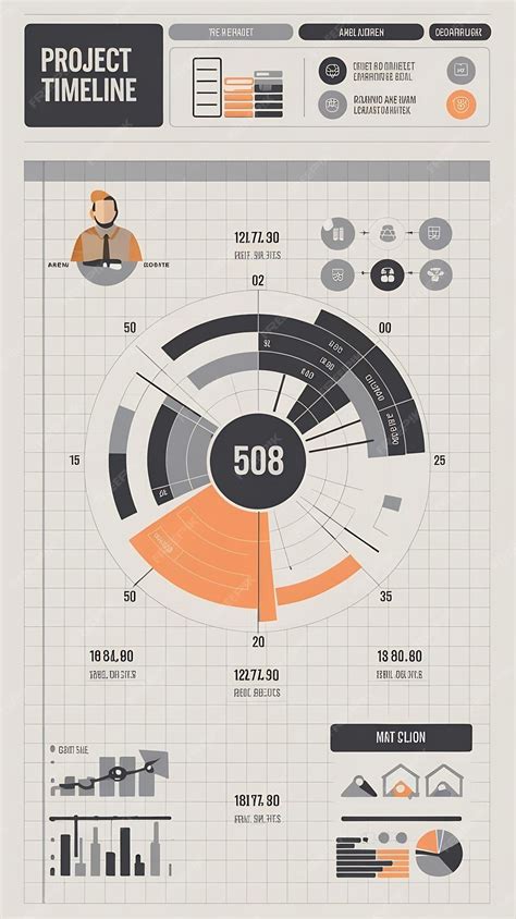 7단계 인포그래픽 템플릿을 가진 Gantt 차트 프로젝트 타임라인 프리미엄 Ai 생성 이미지