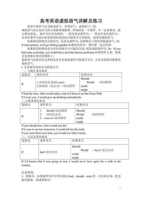 高考英语复习——虚拟语气讲解及练习（含答案） 21世纪教育网