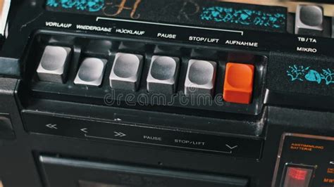 Retro Boombox Play Button Press Stock Footage Video Of Detail