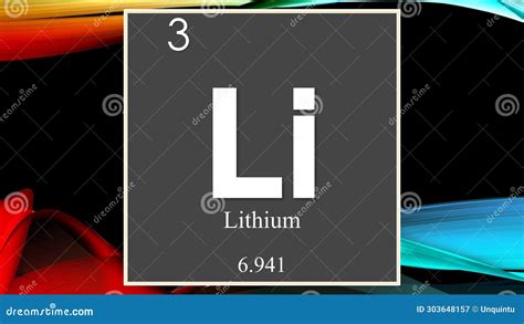 Lithium Chemical Element Symbol On Dark Colored Abstract Background Stock Illustration