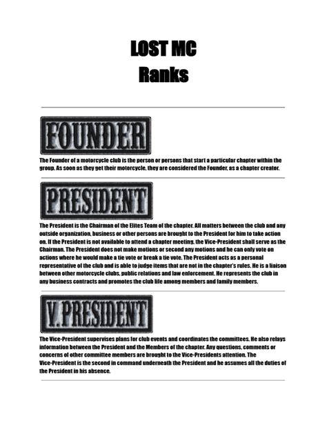 Lost Mc Rank Descriptions Download Free Pdf Presidents Of The United States American