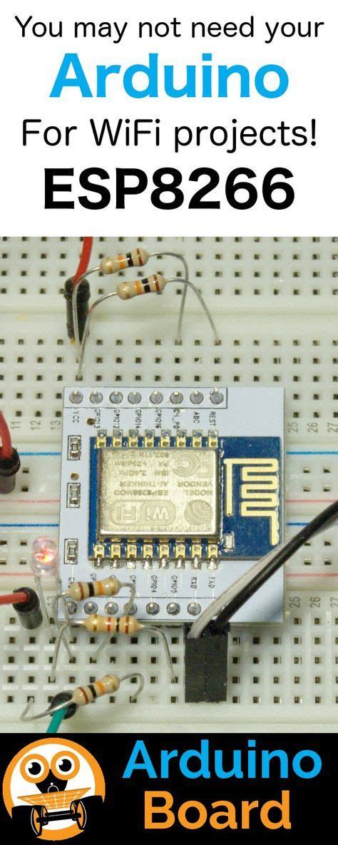 An Advertisement For The Arduino Esp8256 Electronic Project On A Breadboard