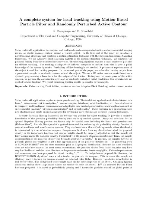Pdf A Complete System For Head Tracking Using Motion Based Particle Filter And Randomly