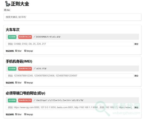 现成的正则表达式大全 吾帮找网