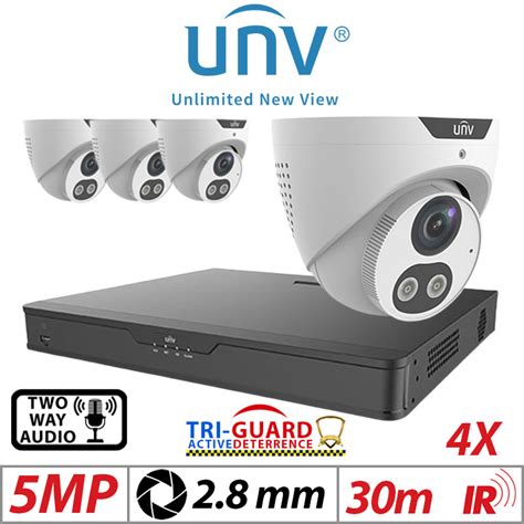 5mp 4ch Uniview Ip Kit 4x Tri Guard Colorhunter 24 7 Colour Hd Ir Turret Network Camera