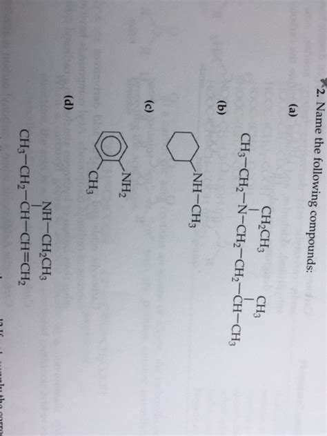 Solved 2 Name The Following Compounds Ch2ch3 Ch3 Ch
