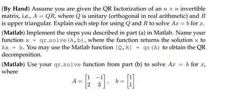 [solved] please answer and include matlab code by hand assume you