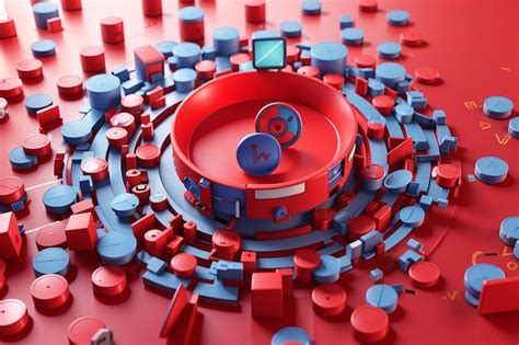 premium ai image 3d social media play video in background red round