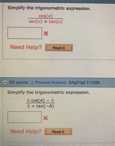 Solved Simplify The Trigonometric Expression Cos X Sec X