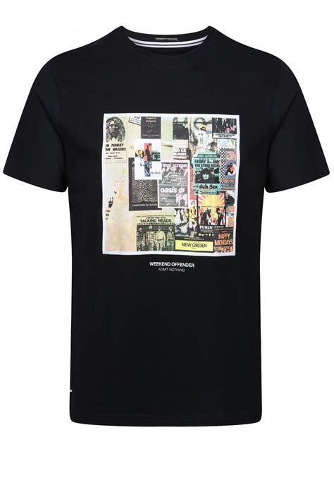 Weekend Offender Posters Graphic Print Crew Neck Mens T Shirt Black