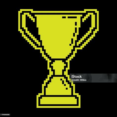 픽셀 실루엣 아이콘입니다 스포츠 대회 참가에 대한 상금 스포츠 컵 토너먼트 우승자에게 수여됩니다 벡터 1인칭 시점에 대한 스톡 벡터 아트 및 기타 이미지 Istock