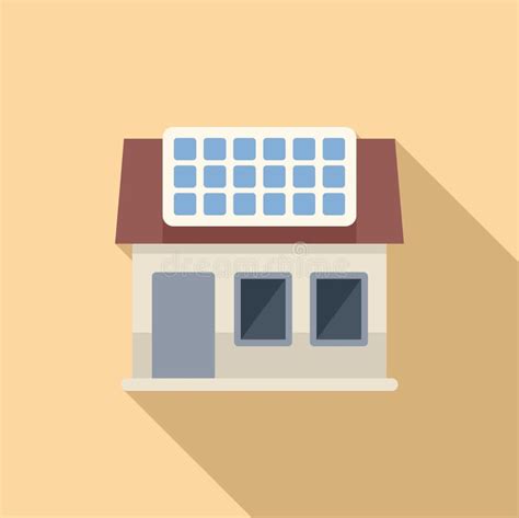 Solar Panel On House Roof Icon Flat Vector Regulator Sun Stock