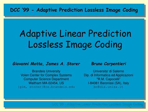 Ppt Adaptive Linear Prediction Lossless Image Coding Powerpoint