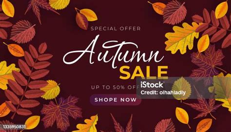 나뭇잎이 있는 가을 세일 배너 판매 배너 프로모션 포스터 전단지 초대 웹 사이트 인사말 카드 등을위한 벡터 템플릿 가을에 대한 스톡 벡터 아트 및 기타 이미지 Istock