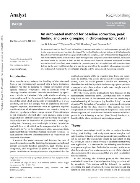 Pdf An Automated Method For Baseline Correction Peak Finding And Peak Grouping In