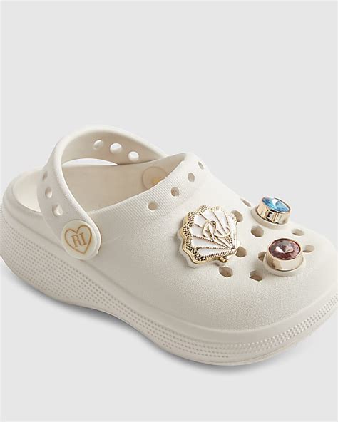 Mini Girls White Shell Clogs River Island