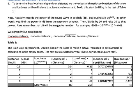 Solved 1 To Determine How Loudness Depends On Distance We