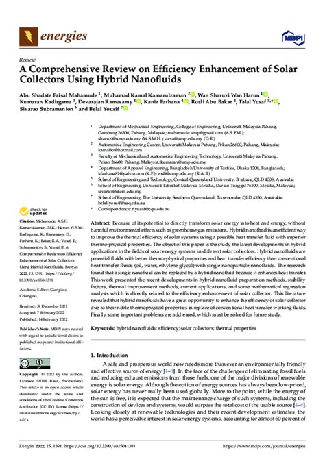 Pdf A Comprehensive Review On Efficiency Enhancement Of Solar