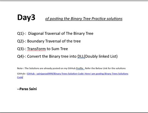 Paras Saini On Linkedin Day 3 Of Practicing Binary Trees If Youre