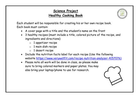 Healthy Cooking Book Project Recipe And Nutrition