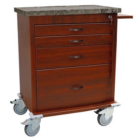 Short Wood Vinyl Aluminum Treatment Cart Four Drawer Key Lock Wv6350