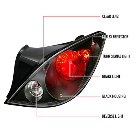 2005 2010 Pontiac G6 Coupe Tail Lights Matte Black Housingclear Lens
