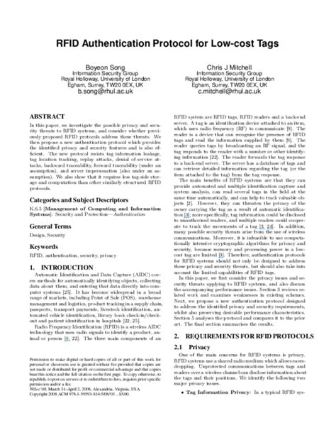 Pdf Rfid Authentication Protocol For Low Cost Tags