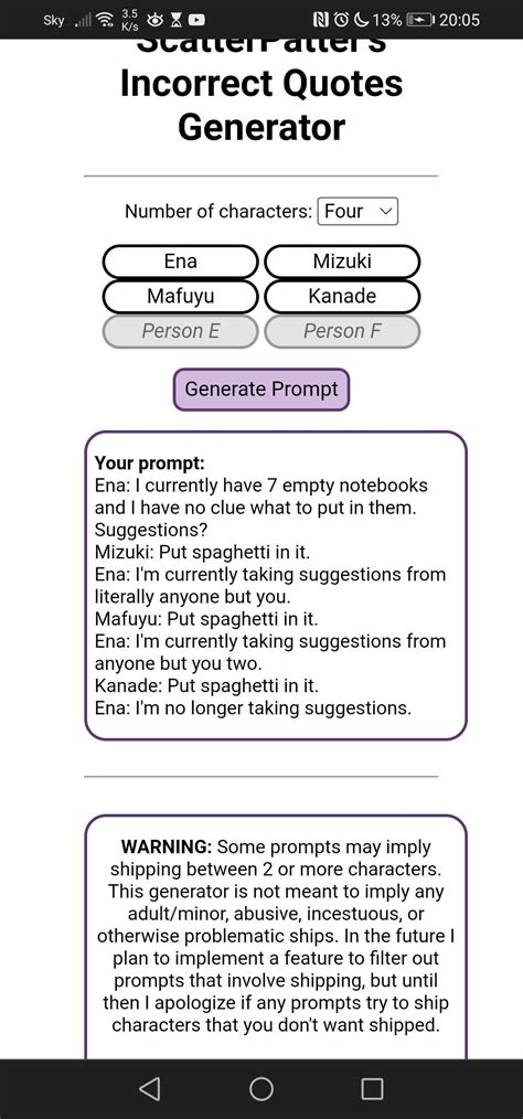 Incorrect Prompt Generator Pjsekai Rprojectsekai