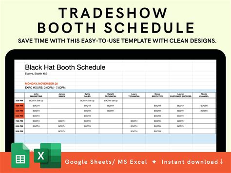 Tradeshow Conference Schedule Template For Trade Show Staffing Booth