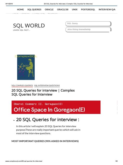 Complex Sql Interview Questions Guide Pdf Sql Software
