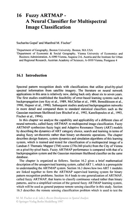 pdf fuzzy artmap — a neural classifier for multispectral image