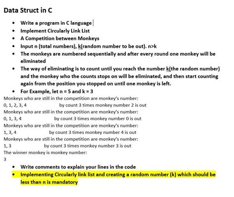 Solved Data Struct In C Write A Program In C Language