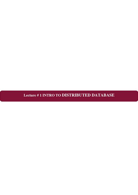 Solution Introduction To Distributed Database System Studypool