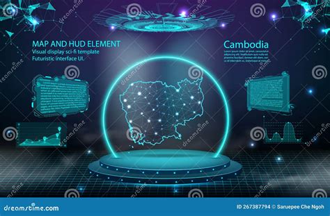 Cambodia Map Light Connecting Effect Background Abstract Digital