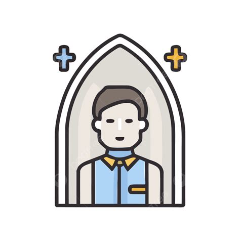 성직자 아이콘의 그림 벡터 흰색 배경에 교회 안내인을 묘사한 직계 아이콘 플랫 아이콘 및 드리블에 의한 벡터 일러스트 비핸스 Hd Png 일러스트 및 벡터 에 대한
