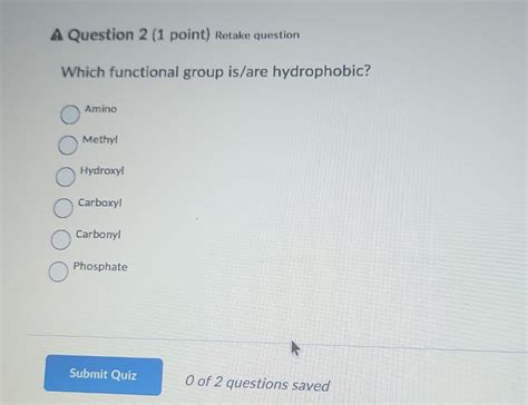 Solved Which Functional Group Is Are Hydrophobic Amino