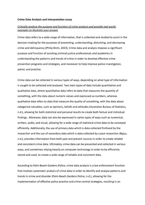 Crime Data Essay Crime Data Analysis And Interpretation Essay