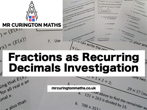 Fractions As Recurring Decimals Investigation Teaching Resources