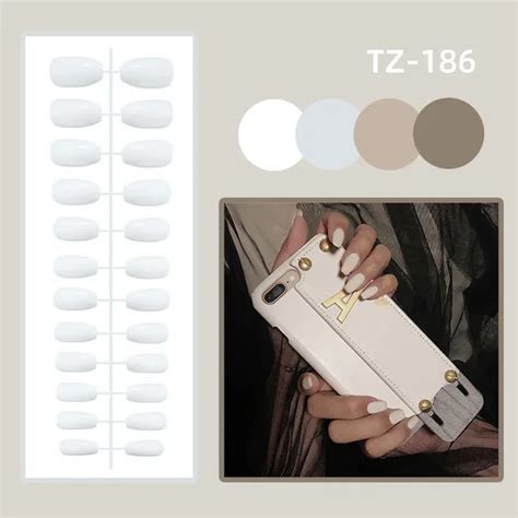 24 шт носимые французские накладные ногти с клеем простые миндальные