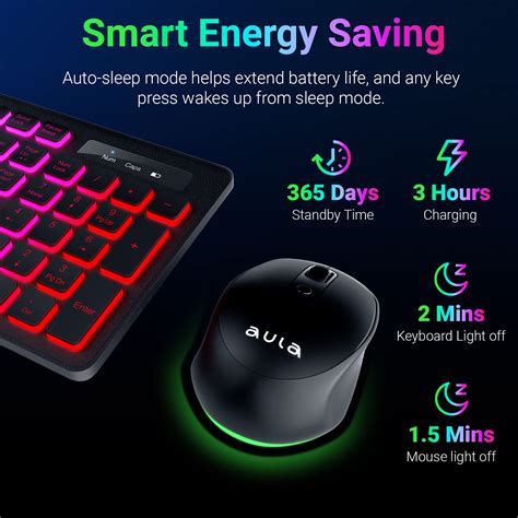 Wireless Keyboard And Mouse Combo Rgb Backlit Rechargeable And 24ghz Quiet