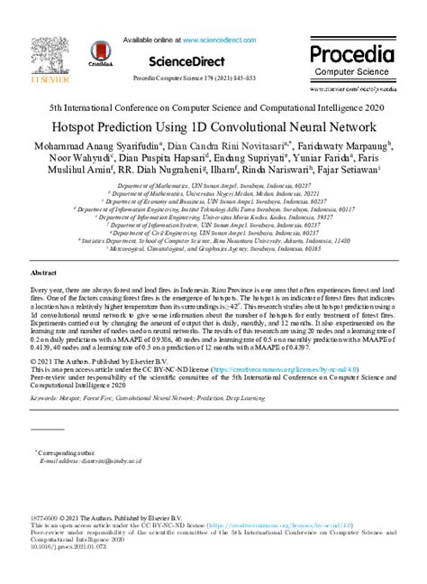 Pdf Hotspot Prediction Using 1d Convolutional Neural Network Faris Amin