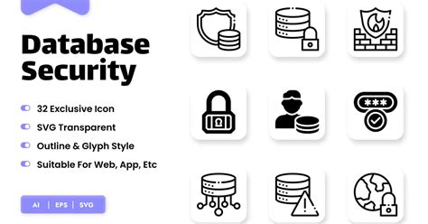 Database Security Icon Pack Icons Ft Security And Database Envato