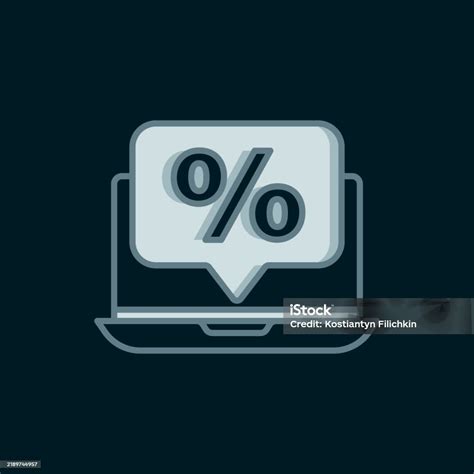 Line Percent 할인 및 노트북 아이콘이 검은 배경에 고립되어 있습니다 판매 비율 가격 라벨 태그 그림자가 있는 평면으로 채워진 윤곽선 스타일입니다 벡터 0명에 대한