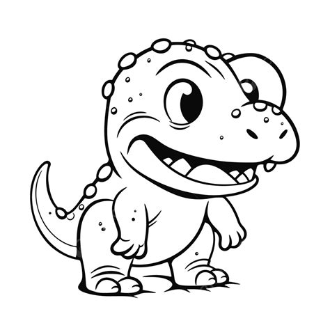 귀여운 얼굴 윤곽 스케치 드로잉이 있는 만화 일러스트 공룡 색칠 페이지 벡터 만화 일러스트 벡터 일러스트 색칠 일러스트