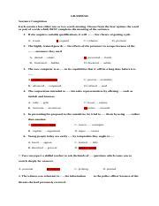 GRAMMAR CSEC Test Docx GRAMMAR Sentence Completion Each Sentence Has Either One Or Two Words