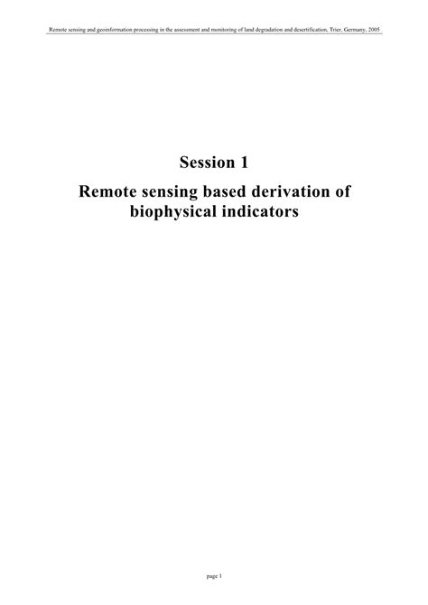 Session 1 Remote Sensing Based Derivation Of Biophysical Indicators Docslib