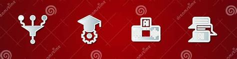 Set Funnel Or Filter Graduation Cap Artificial Intelligence Ai And