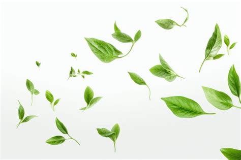premium photo realistic green leaves movement flying
