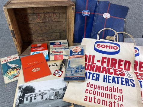 At Auction Standard Oil Crate With Sohio Bags And Maps